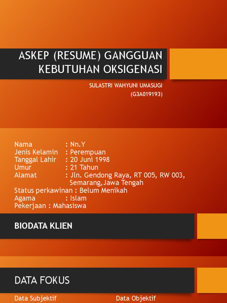 Askep (Resume) Gangguan Kebutuhan Oksigenasi PDF | PDF