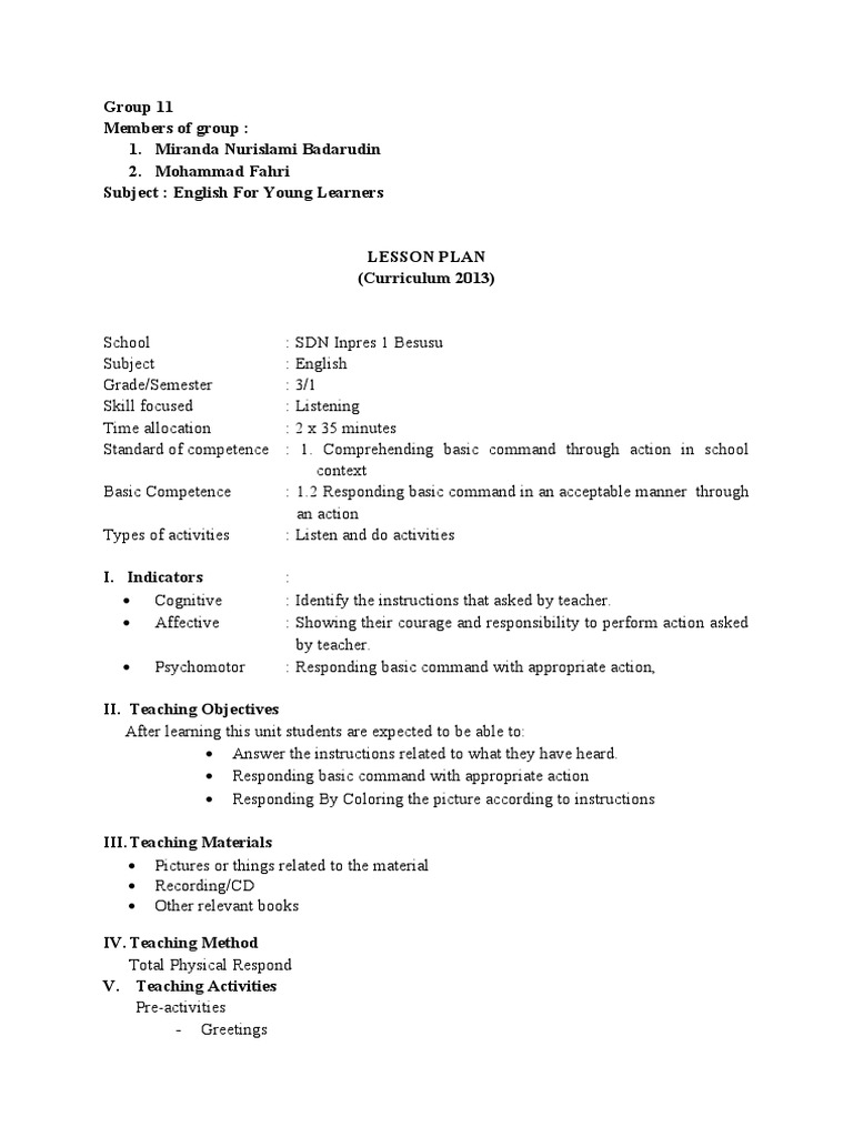 (Group 11) LESSON PLAN | PDF | Teaching Method | Teachers