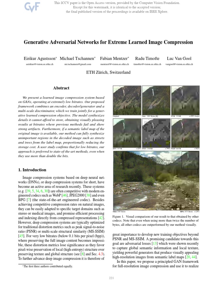 Generative - Adversarial - Networks - For - Extreme - Learned - Image - Compression | PDF | Data ...