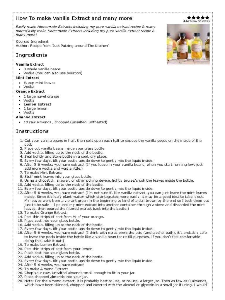 Extracts - Vanilla - Mint - Lemon - Orange | PDF | Vanilla | Zest ...