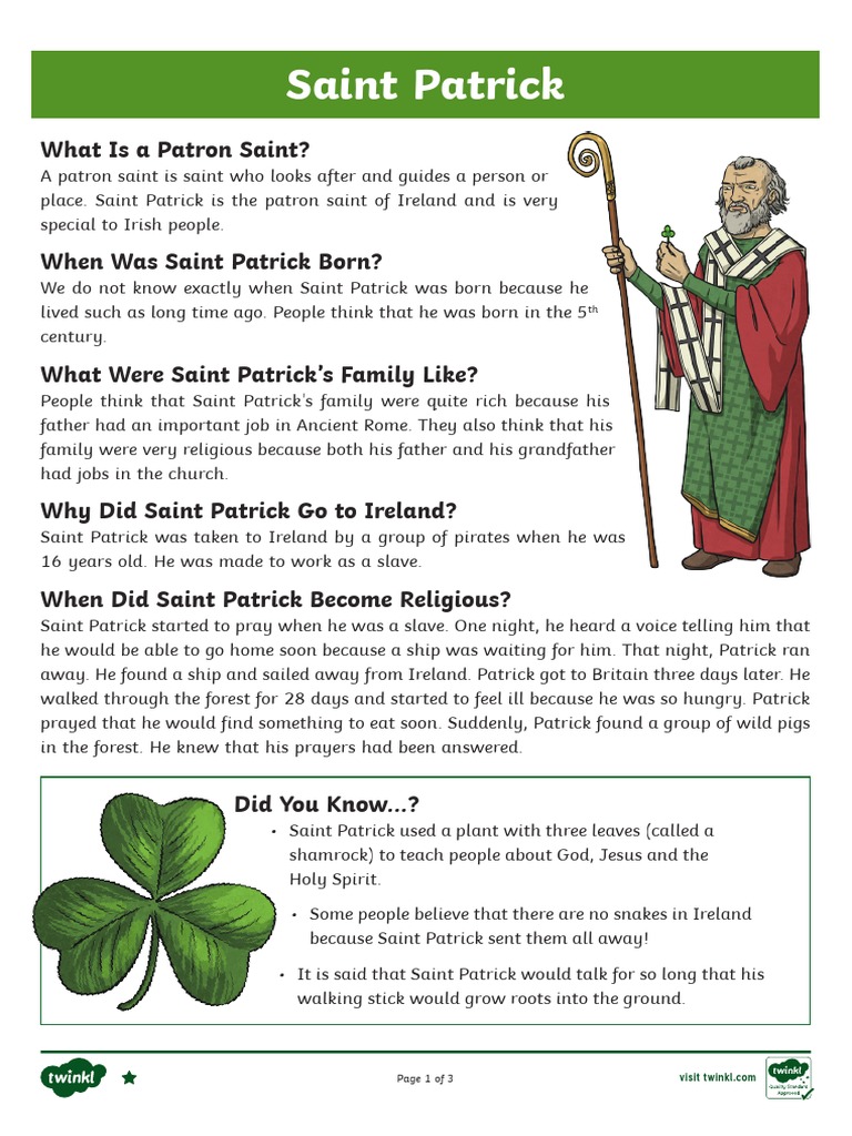 LKS2 ST Patricks Day Differentiated Reading Comprehension Activity ...