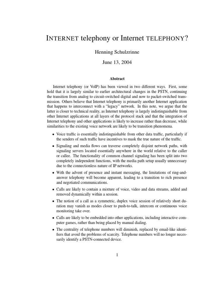 I Telephony or Internet ? | PDF | Voice Over Ip | Session Initiation Protocol