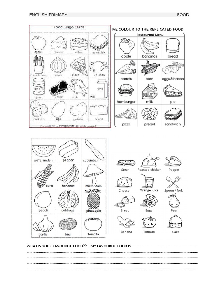 Colorea Los Alimentos Repetidos. Give Colour To The Replicated Food | PDF