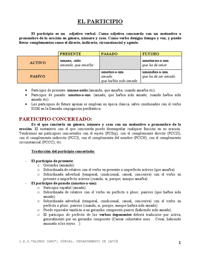 El participio: formas y usos | PDF | Verbo | Sintaxis