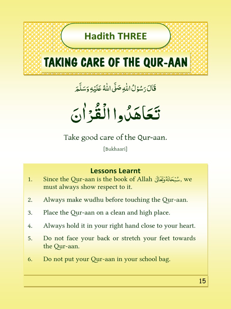 Taking Care of The Qur-Aan: Hadith THREE | PDF