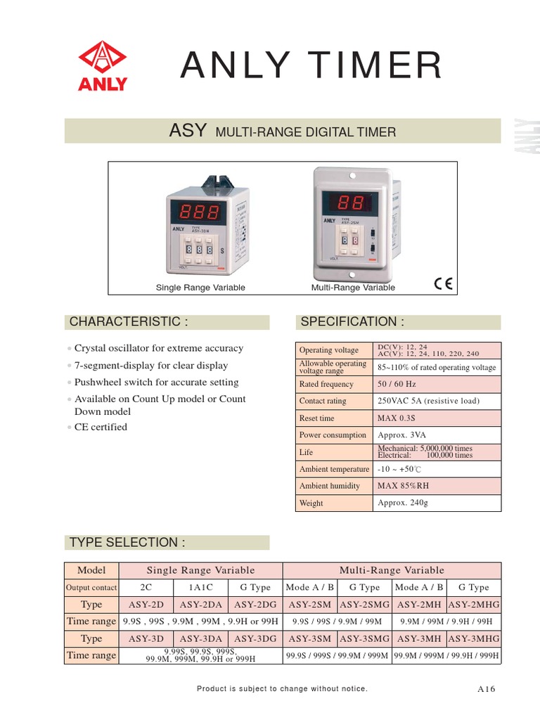 Anly Two Digi Timer Relay | PDF | Timer | Relay