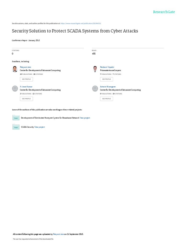 Security Solution To Protect Scada Systems From Cyber Attacks Pdf Scada Encryption