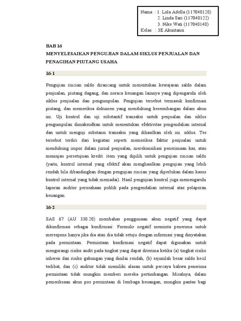 Bab 16 Audit | PDF