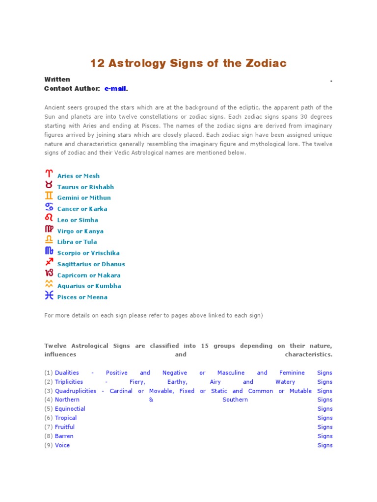 12 Astrology Signs of The Zodiac | PDF | Astrological Sign | Planets In ...