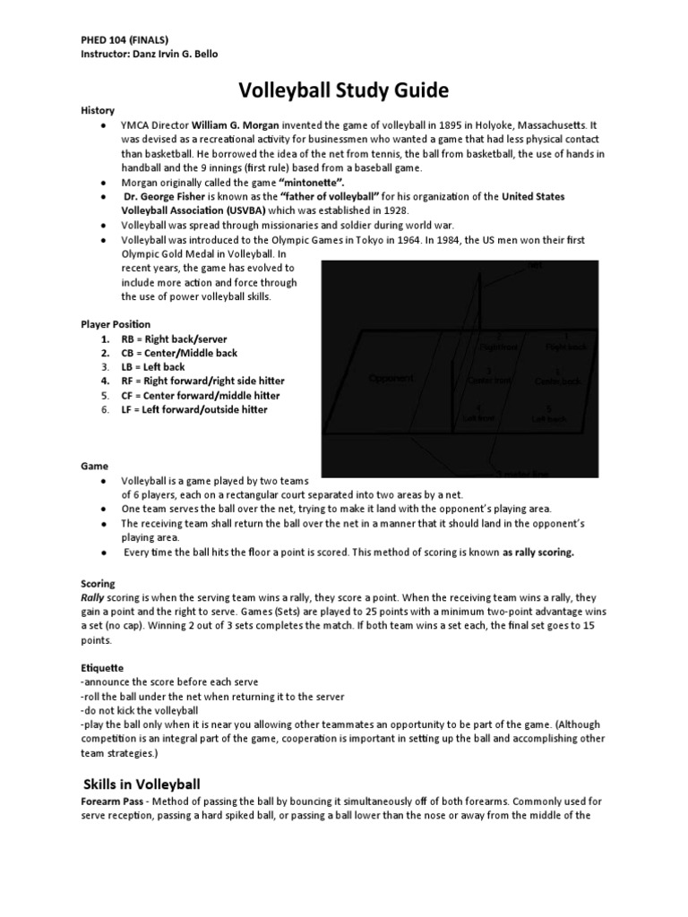 Volleyball Handouts | PDF | Volleyball | Competitive Games