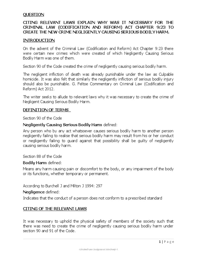 Assignment Criminal Law 2 | PDF | Assault | Negligence
