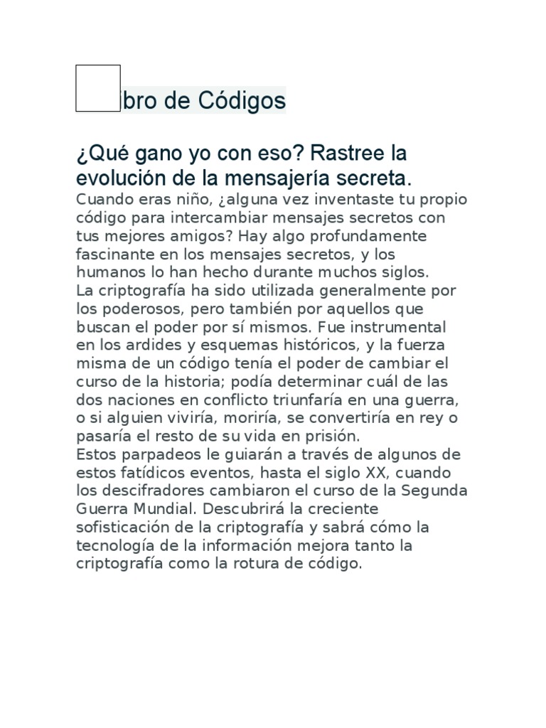 El Libro de Códigos | PDF | Criptografía | Clave (criptografía)