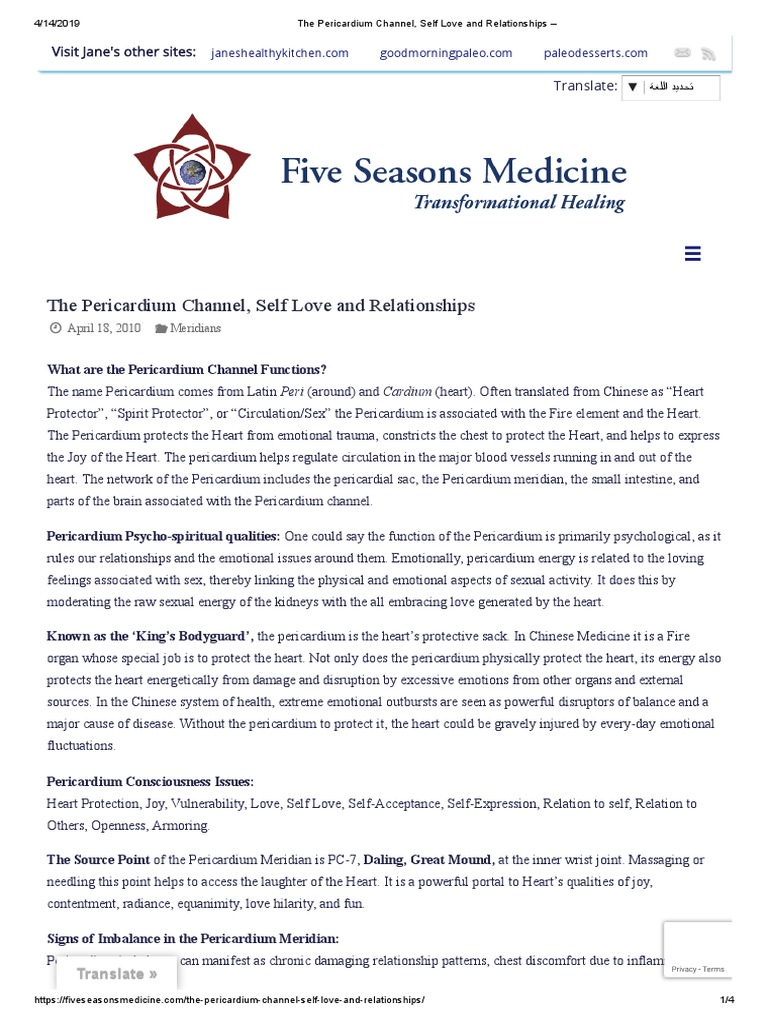 The Pericardium Channel, Self Love and Relationships | PDF | Heart ...