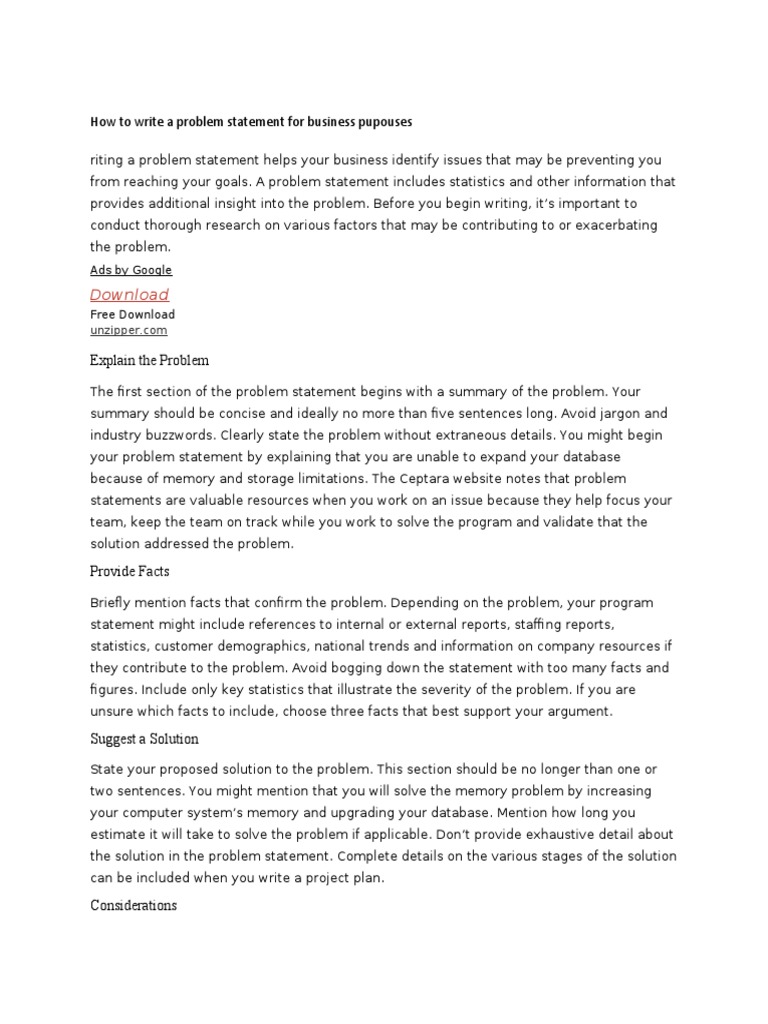 5 How To Write A Problem Statment For Business Pupouse | PDF ...