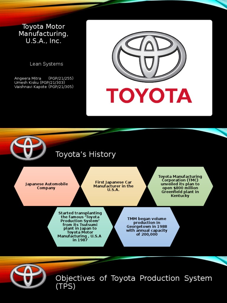 Toyota Motor Manufacturing, U.S.A., Inc.: Lean Systems | PDF ...