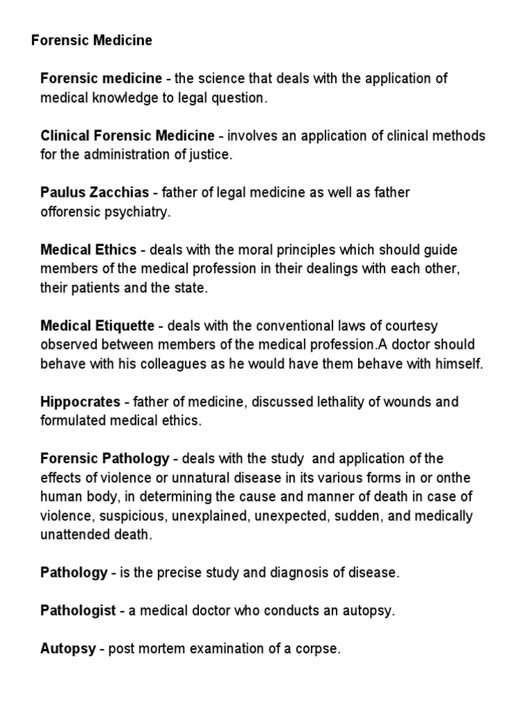 An Introduction to Forensic Medicine: Key Concepts, Terms, Procedures ...