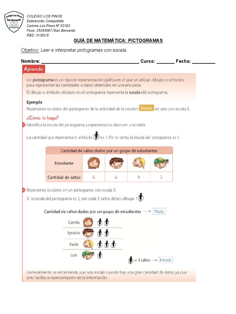 Guía Matemática Pictogramas 31.03 | PDF