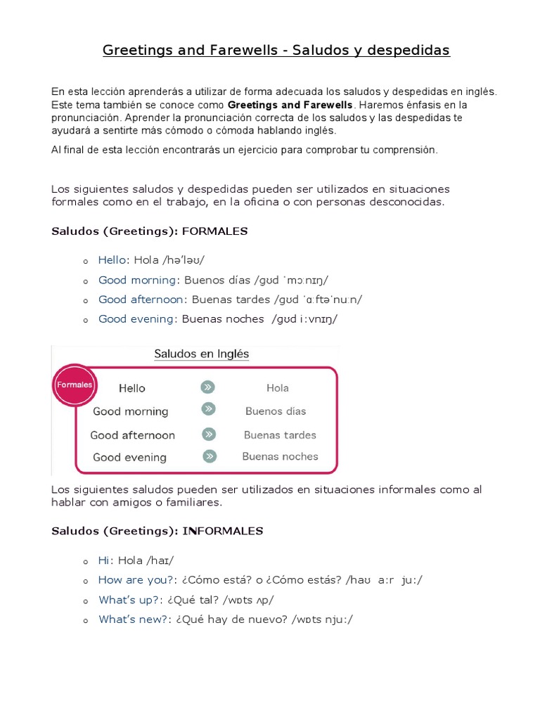 Greetings and Farewells | PDF | Artes del Lenguaje y Comunicación