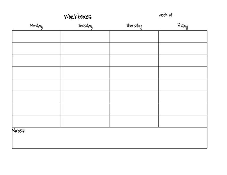 Workbox 4 Day Planner | PDF