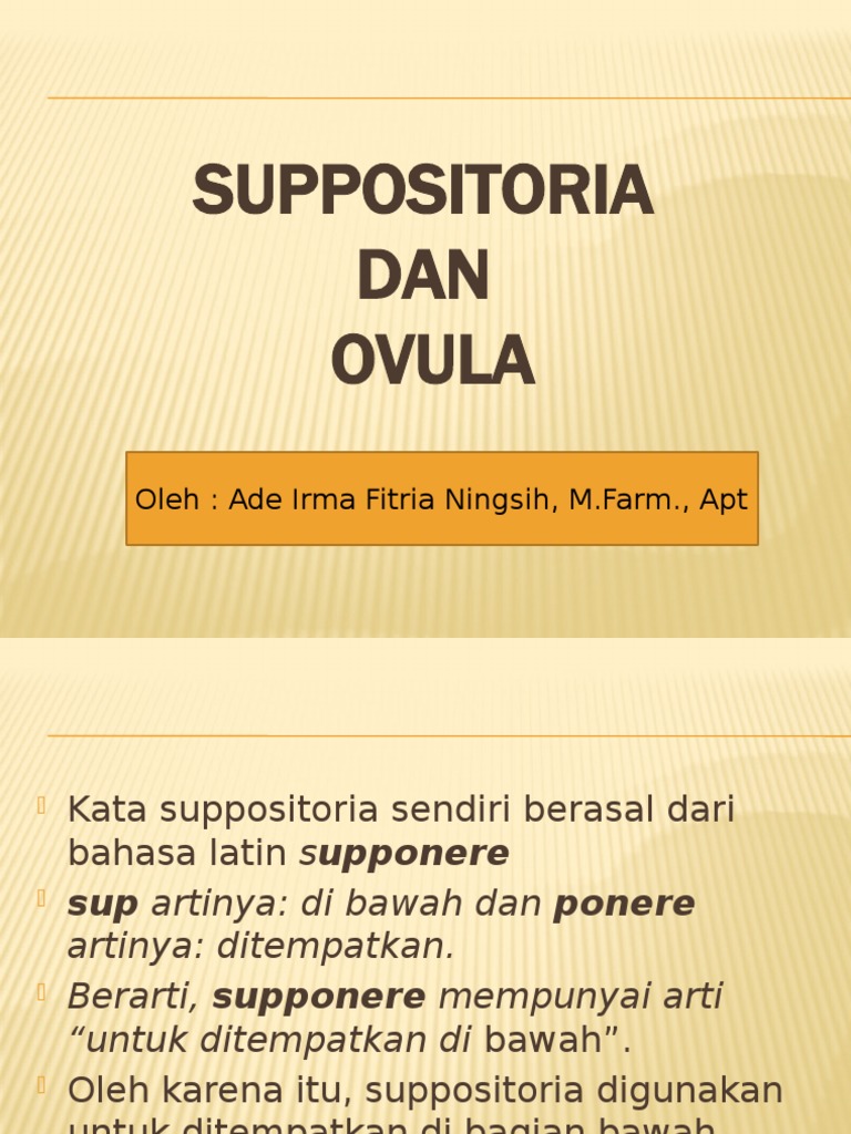Suppositoria Dan Ovula | PDF