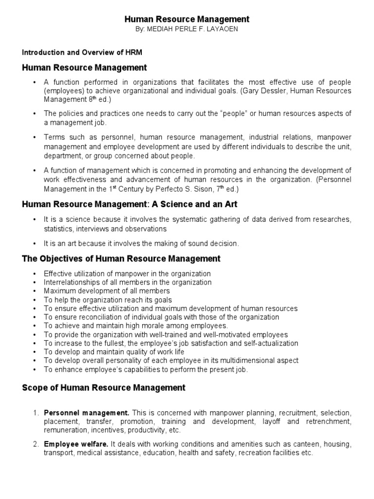 Unit 1 HRM Reviewer | PDF | Human Resources | Performance Appraisal