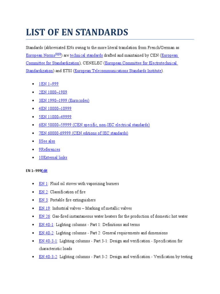Comprehensive EN Standards List | PDF | Electromagnetic Compatibility ...