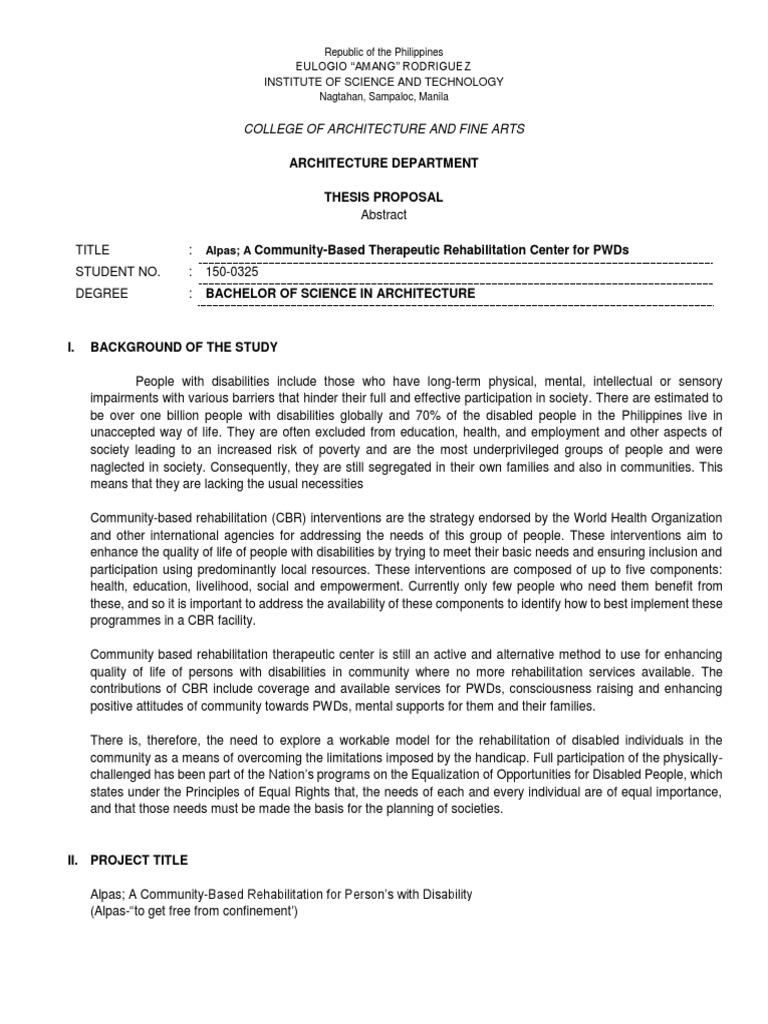 Architecture Department Thesis Proposal: College of Architecture and ...