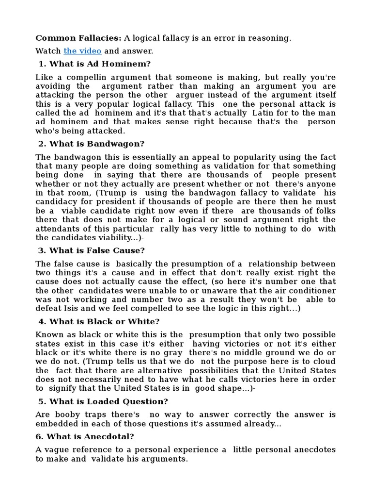 Common Fallacies Explained | PDF | Fallacy | Argument