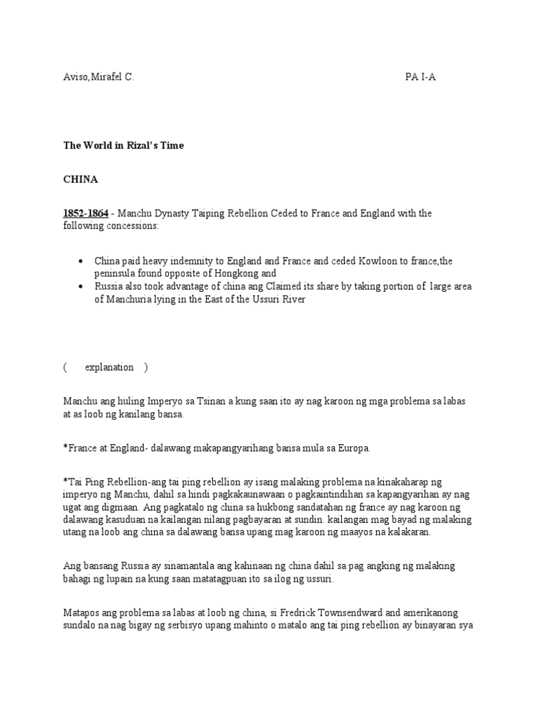 Rizal The World in Rizal Time | PDF | Empire Of Japan | Japan