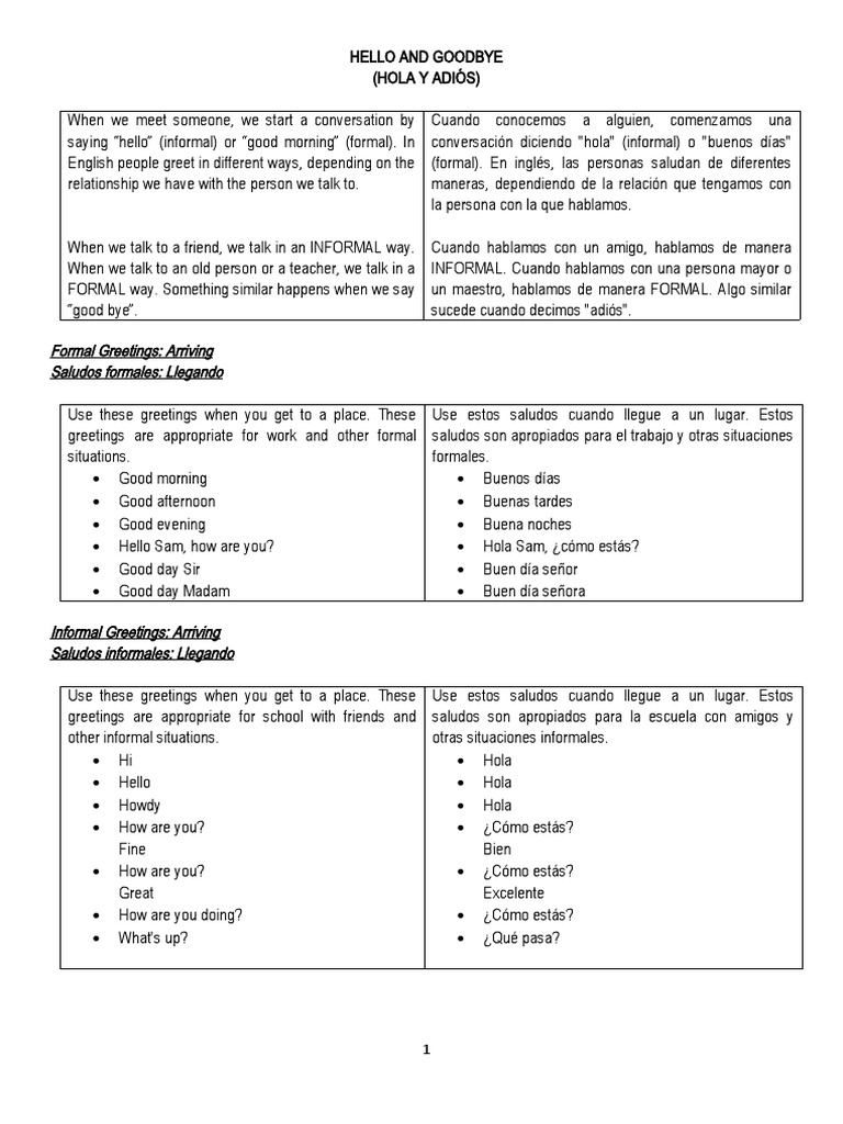 Hello and Goodbye | PDF