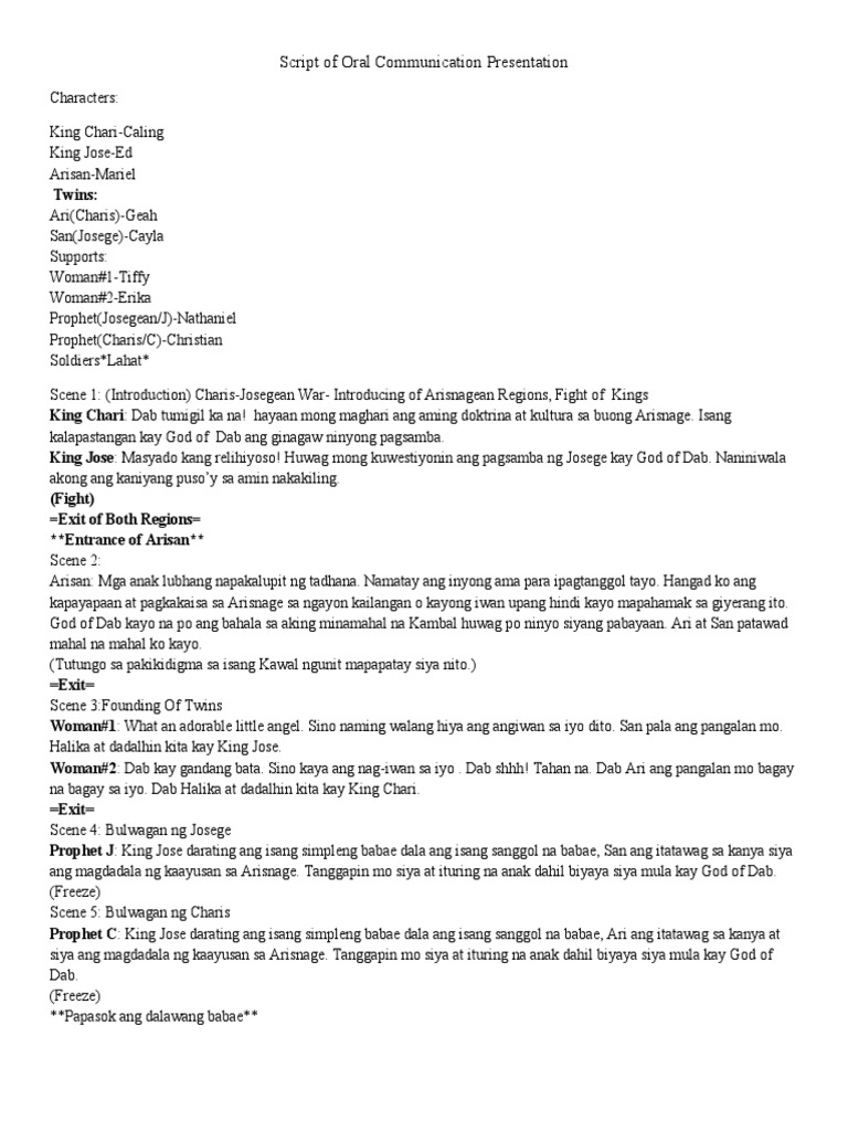 Script of Oral Communication Presentation | PDF