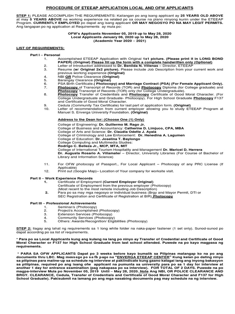 Procedure of Eteeap Application Local and Ofw Applicants | PDF | Business