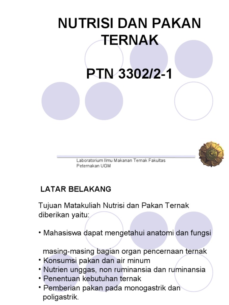 Nutrisi Dan Pakan Ternak PTN 3302/2-1: Laboratorium Ilmu Makanan Ternak ...