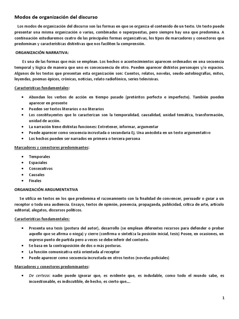 Modos de Organización Del Discurso | PDF | Narrativa | Epistemología