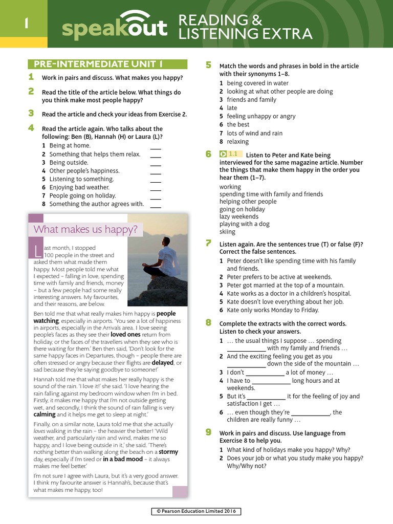 Reading & Listening Extra: Pre-Intermediate Unit 1 | PDF | Finland ...