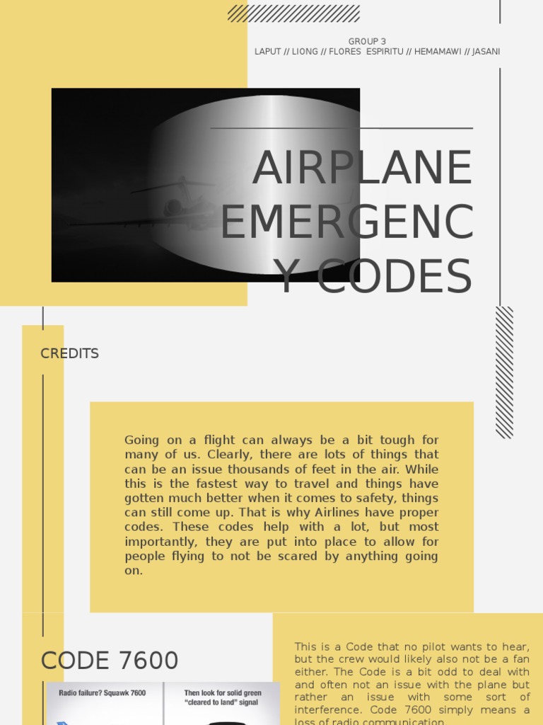 Airplane Emergency Codes Group 3 | PDF | Transport Disasters ...