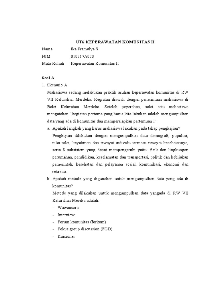 UTS KEPERAWATAN KOMUNITAS II Ika | PDF