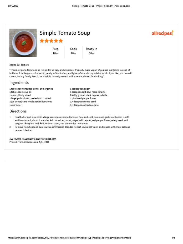 Simple Tomato Soup | PDF