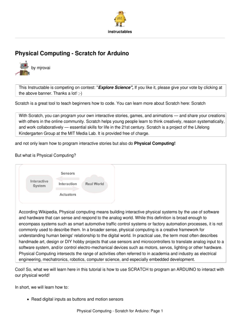 Physical Computing - Scratch For Arduino: Instructables | PDF | Arduino ... Physical Computing - Scratch For Arduino: Instructables | PDF | Arduino ...