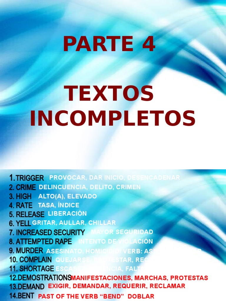 Parte 4 Textos Incompletos | PDF | Foods