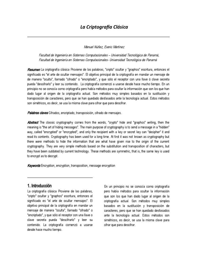 Criptografia Clasica | PDF | La seguridad informática | Seguridad