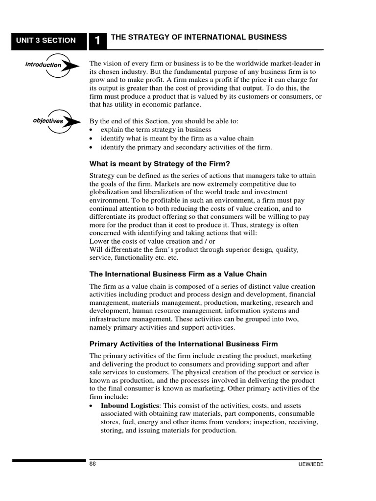 The Strategy of International Business: Unit 3 Section | PDF ...