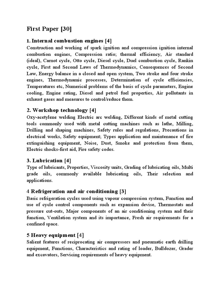 First Paper (30) : Internal Combustion Engines | PDF | Engines | Diesel ...