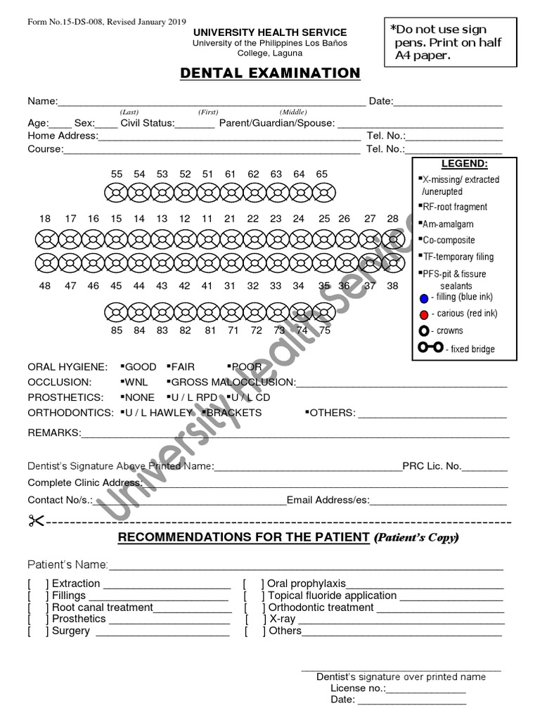 Dental Exam Form Printable Clinical Forms Make Dental Charting Easy