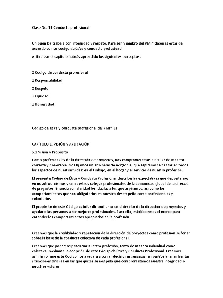 Conducta Profesional | PDF | Profesional en el manejo de proyectos ...