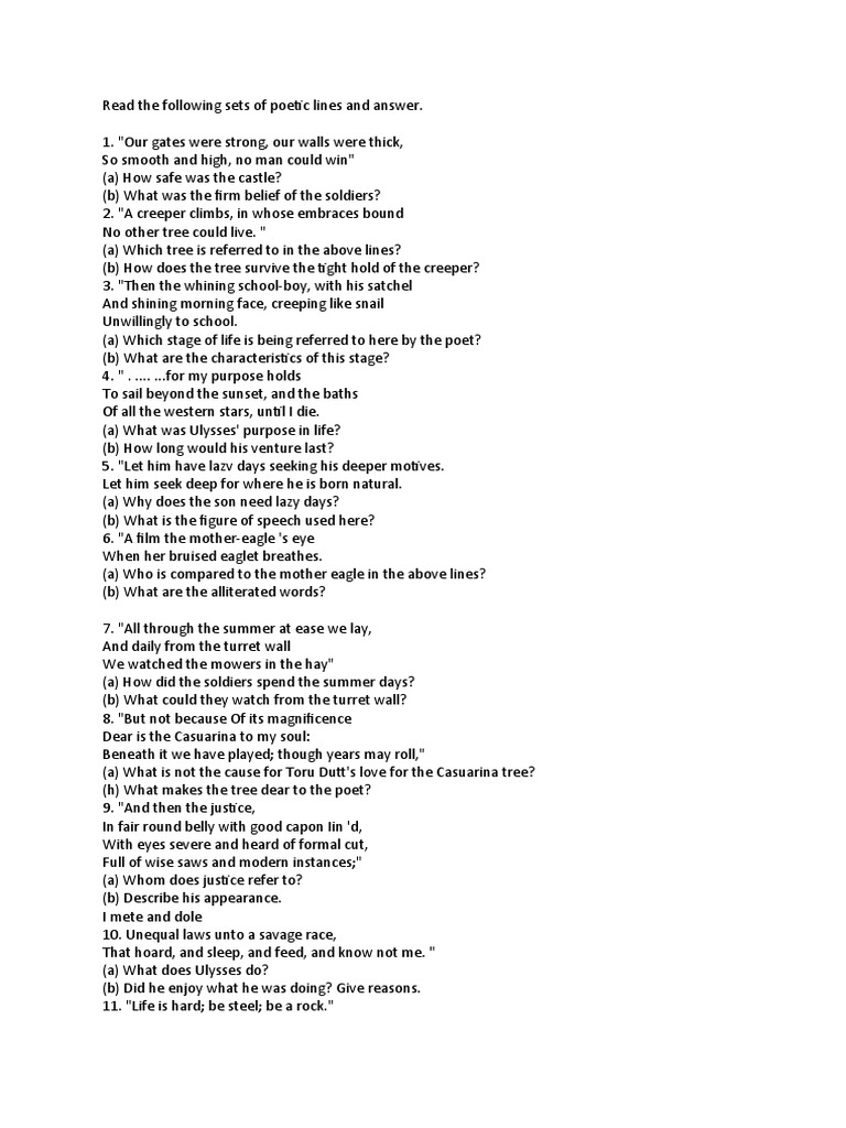 Poetic Analysis Multiple Choice Questions | PDF | Poetry