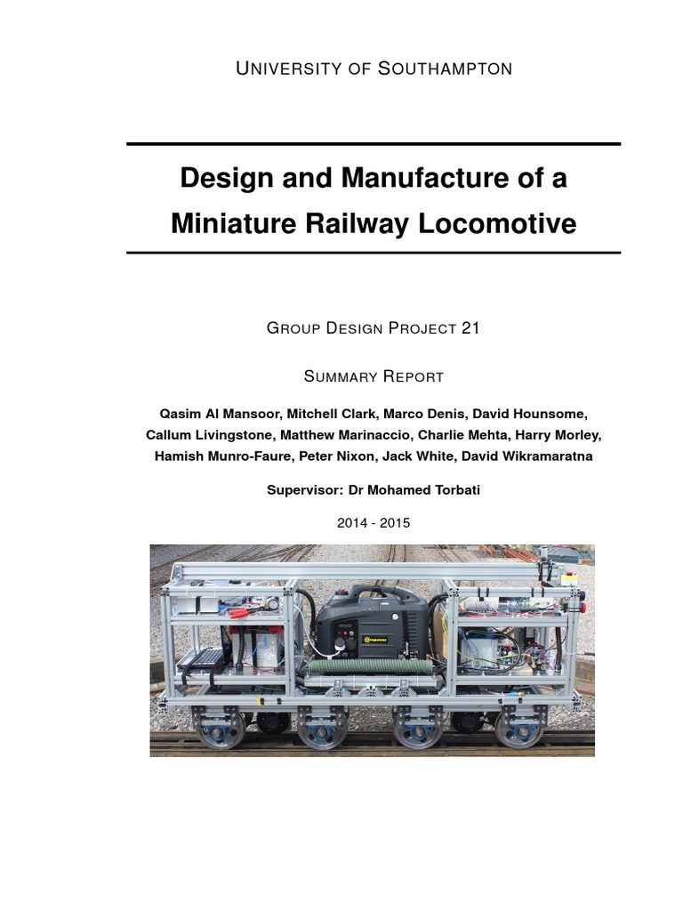 Miniature Locomotive Design Project Report | PDF | Locomotives ...
