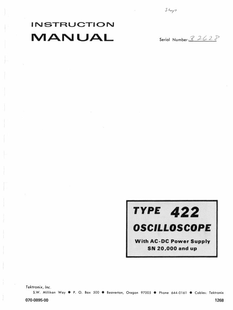 Tektronix 422 Instruction Manual PDF | PDF | Power Supply | Alternating ...