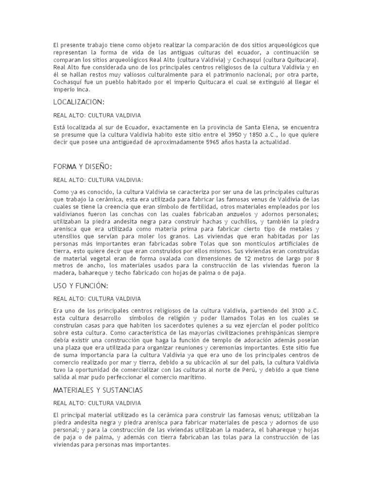 Comparativa de Sitios Arqueológicos Ecuador | PDF | Arqueología ...