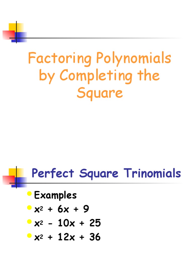 Completing The Square Factoring | Download Free PDF | Factorization ...